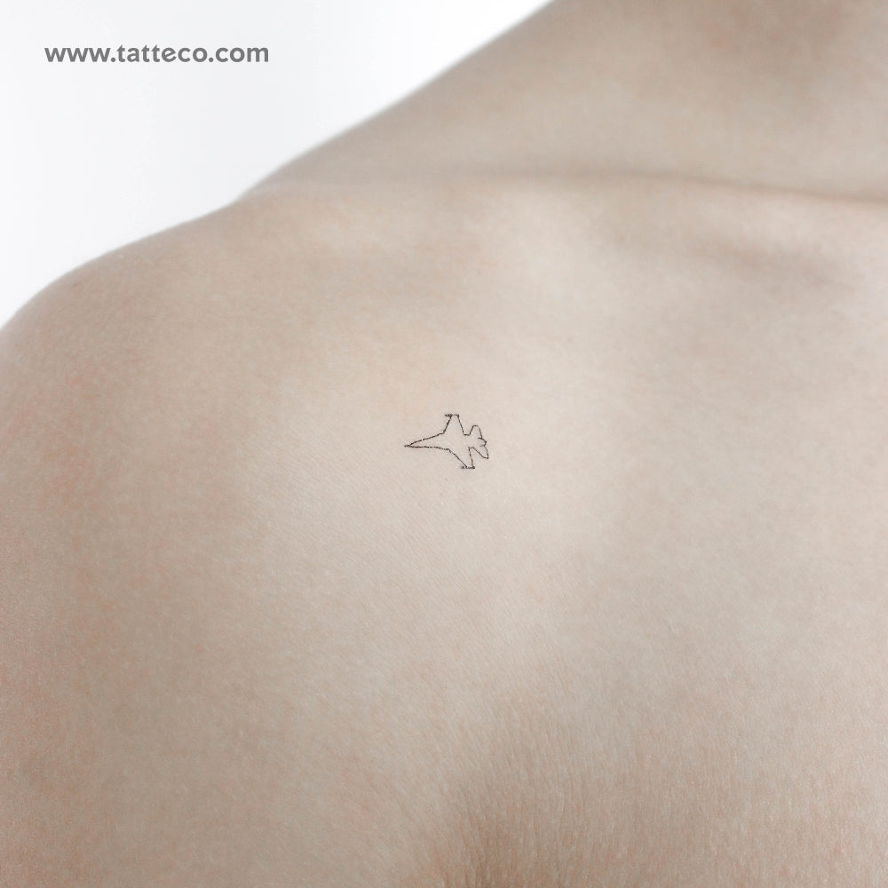 Jet Fighter Outline Temporary Tattoo - Set of 3 – Tatteco