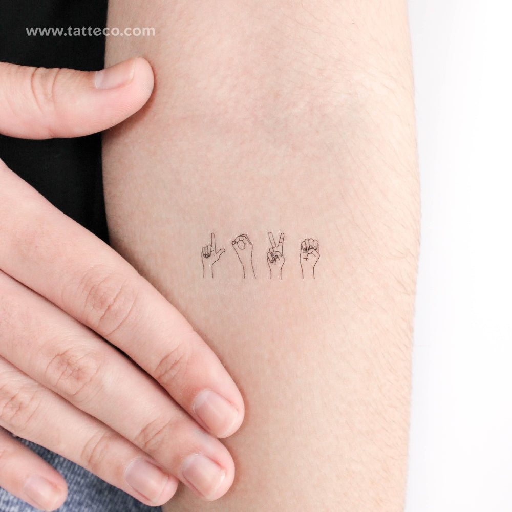 Sign Language Love Temporary Tattoo - Set of 3 – Tatteco