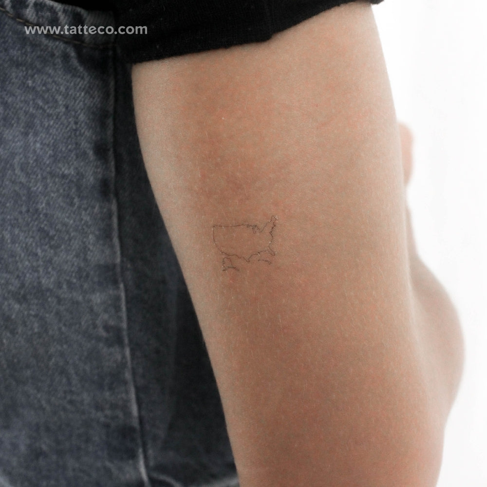 Fine Line USA Map Temporary Tattoo - Set of 3 – Tatteco