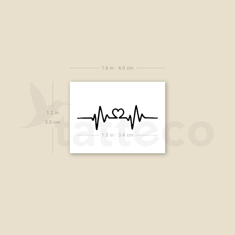 Small Heartbeat Heart Temporary Tattoo - Set of 3 – Tatteco