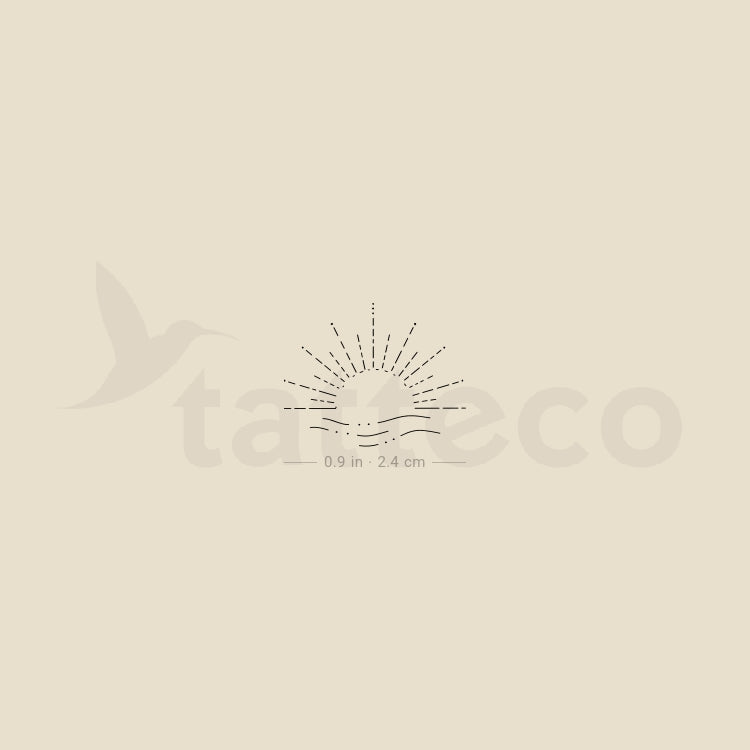 Fine Line Sea Sunrise Temporary Tattoo - Set of 3 – Tatteco