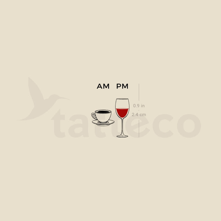 Small AM Coffee PM Wine Temporary Tattoo - Set of 3 – Tatteco