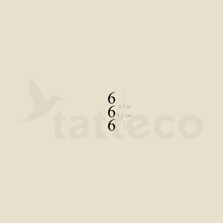 Small 666 Vertical Temporary Tattoo - Set of 3 – Tatteco
