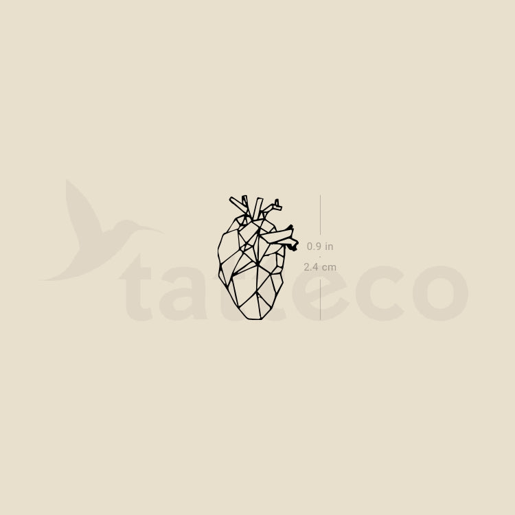 Low Poly Anatomical Heart Temporary Tattoo - Set of 3 – Tatteco