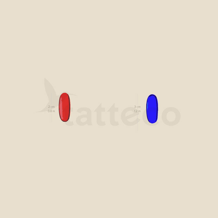 Matching Blue and Red Pill Temporary Tattoos - Set of 3+3 – Tatteco