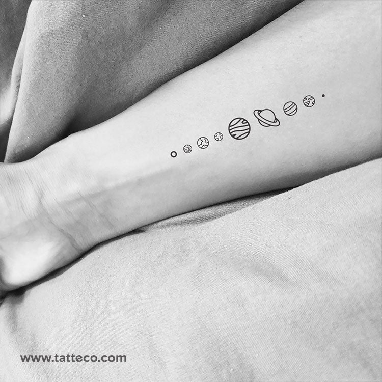 Solar System Outline Tattoo