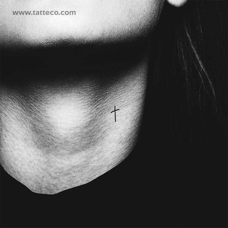 Thin Cross Tattoo On Side